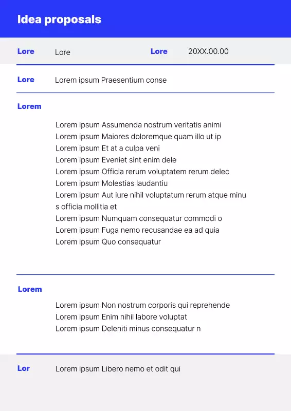 A simple planning idea proposal in blue - MiriCanvas