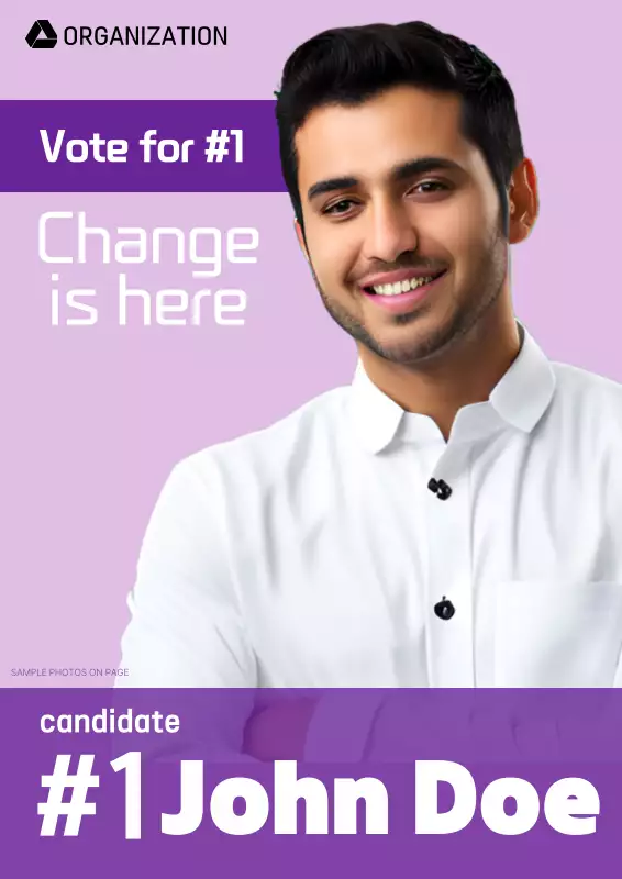 Promote general election candidates with a simple purple color scheme ...