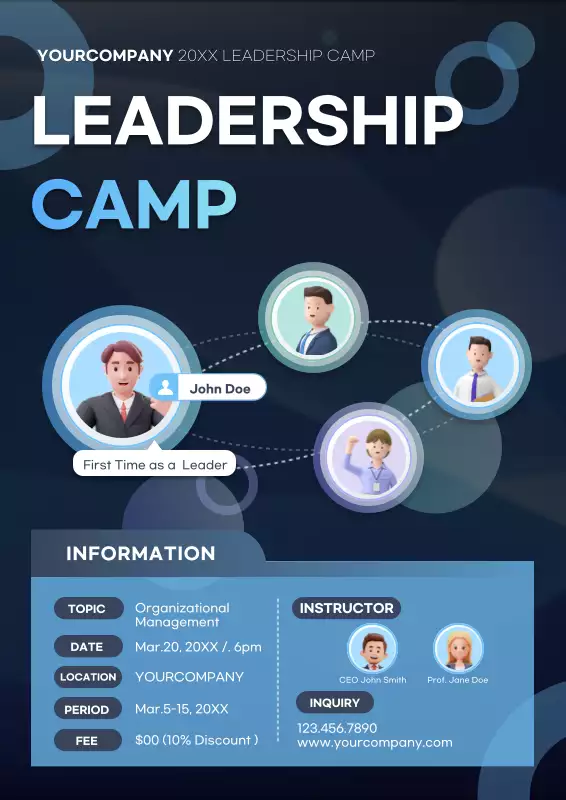 Promote a trendy leadership program in black and blue - MiriCanvas