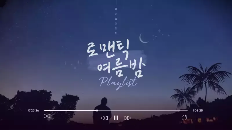 남색과 보라색의 심플한 여름 밤 플레이리스트 표지 미리캔버스