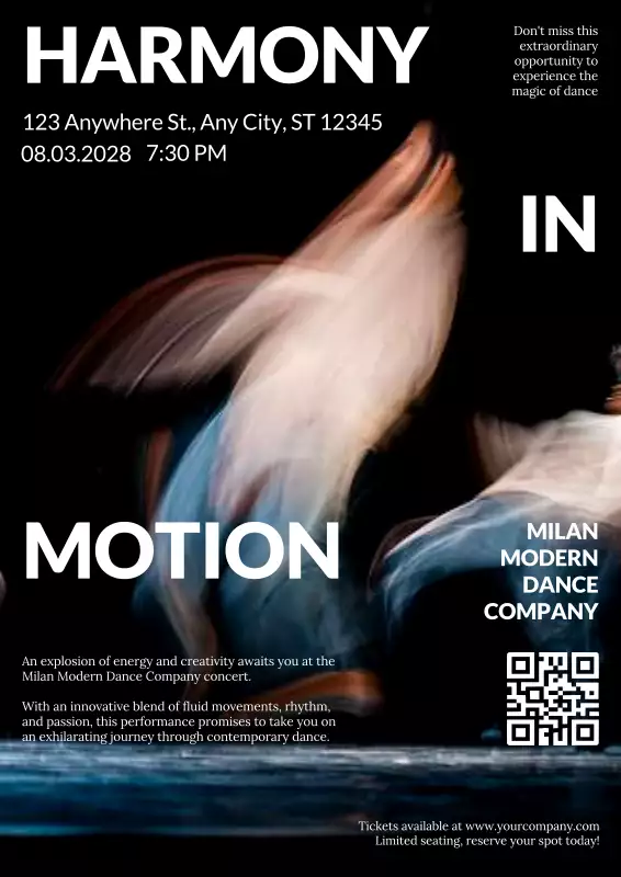 Black White Modern Contemporary Dance Performance Advertisement ...