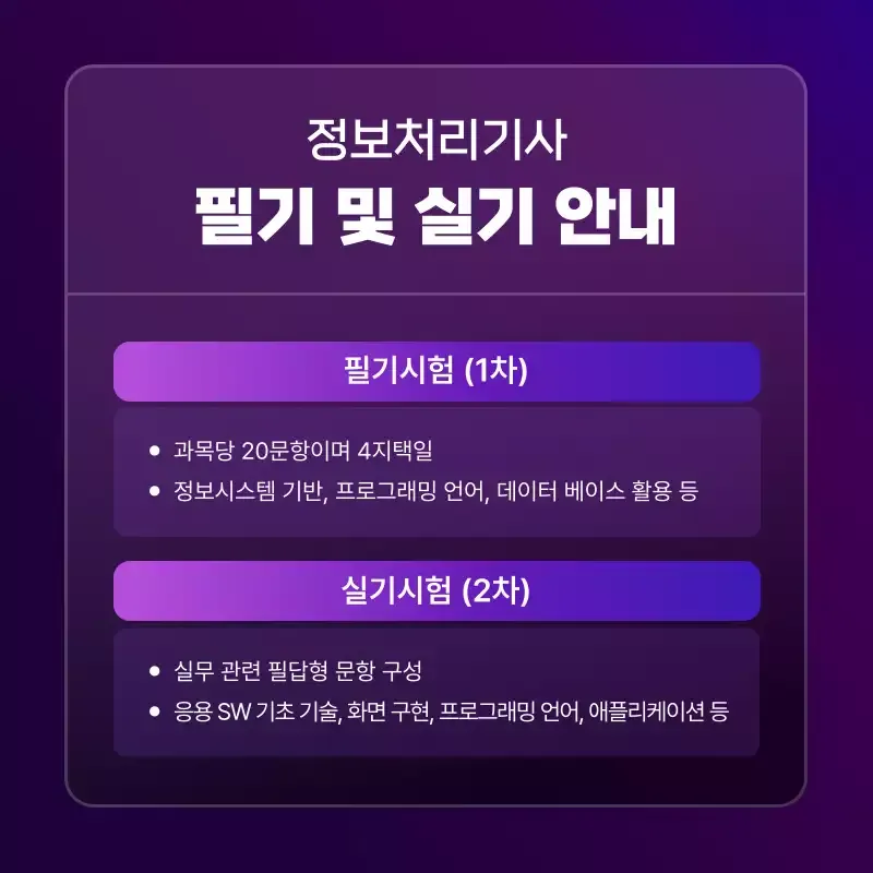 보라색과 검정의 단순한 자격증 취득 광고 미리캔버스