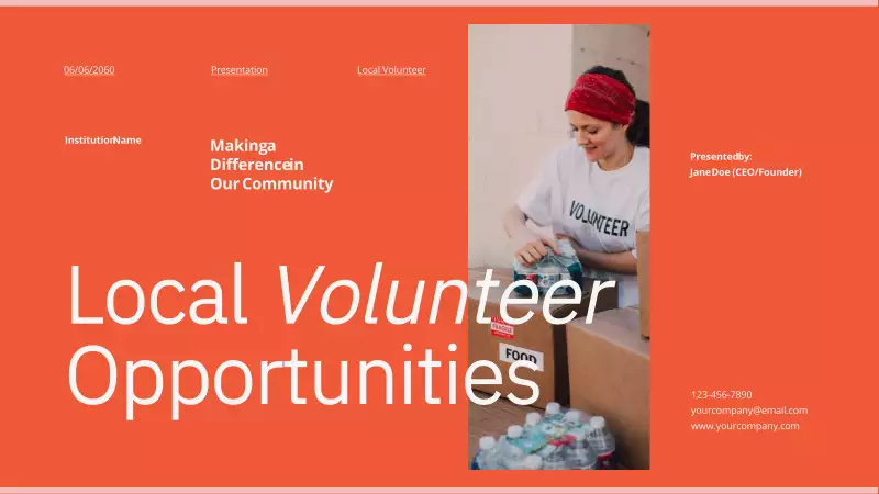 Orange Minimal Local Volunteer Opportunities Program Promotion - MiriCanvas