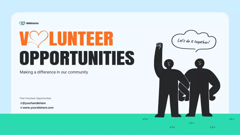 A modern community service guide in light blue and orange - MiriCanvas