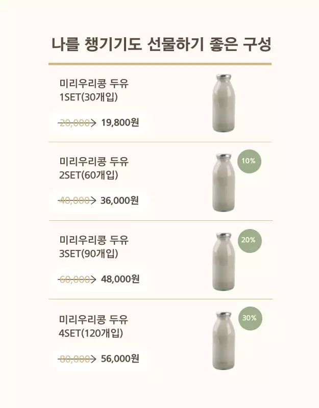 베이지색과 카키색의 모던 스타일 두유 홍보 미리캔버스