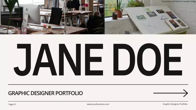 Beige and Black Minimal Graphic Designer Portfolio - MiriCanvas