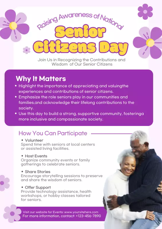 Violet National Senior Citizens Day Event Material - MiriCanvas