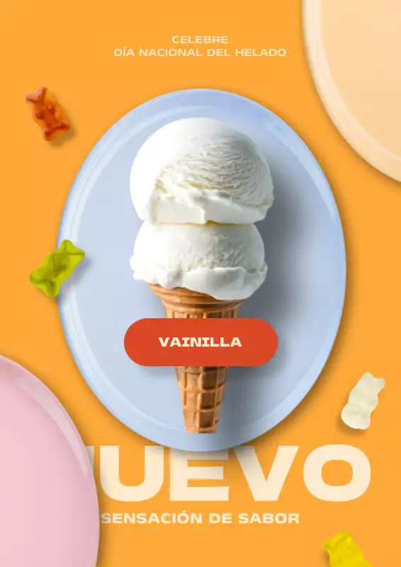 Anunciamos la nueva carta de helados de moda en naranja y azul claro ...