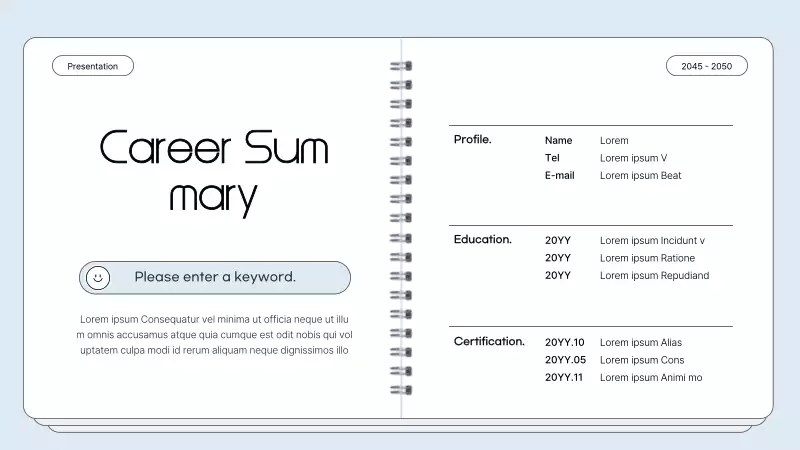 Simple note frame portfolio in light blue - MiriCanvas