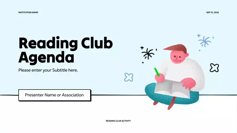 A simple book club presentation in light blue and yellow - MiriCanvas