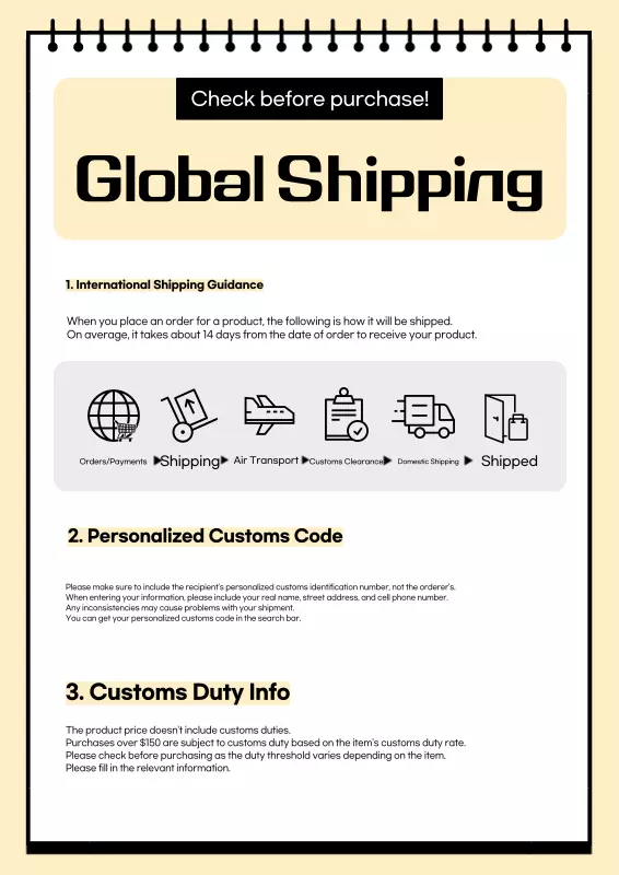 Clean international shipping notices in white and ivory - MiriCanvas