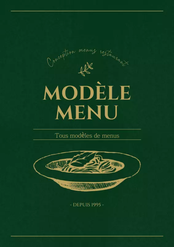 Une collection de tableaux de menus de restaurants classiques en vert ...