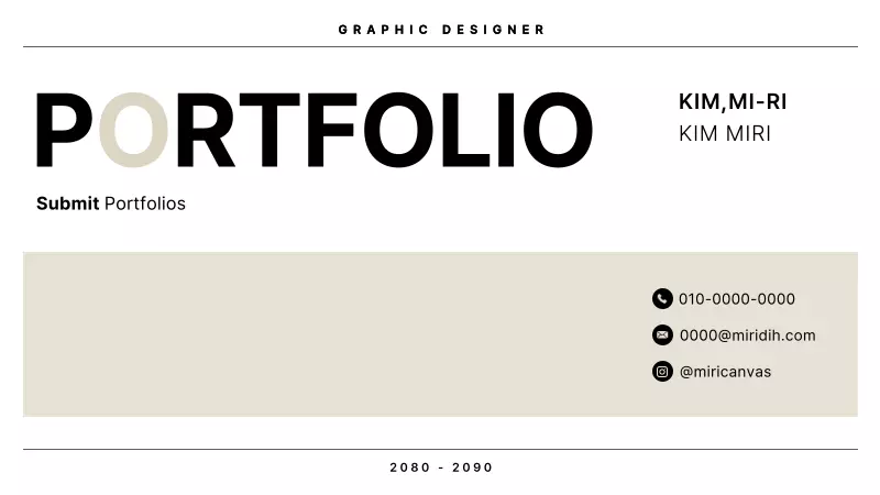 Minimalist graphic designer portfolio in beige and black - MiriCanvas