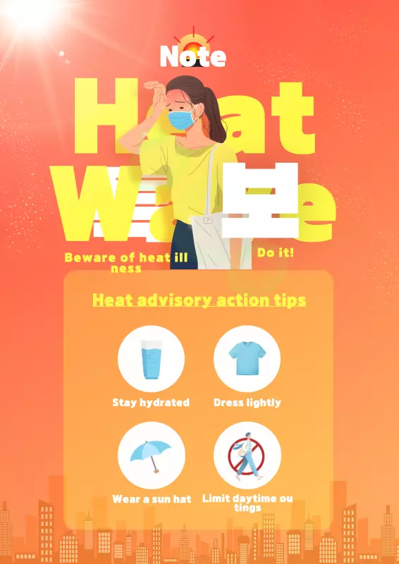 Heat advisory information highlighted in orange and yellow - MiriCanvas