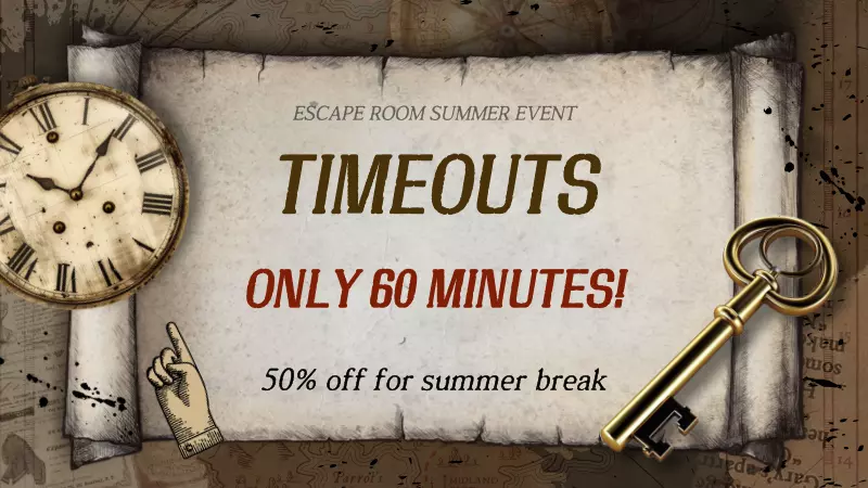 Fantasy escape room game ad in brown and red - MiriCanvas