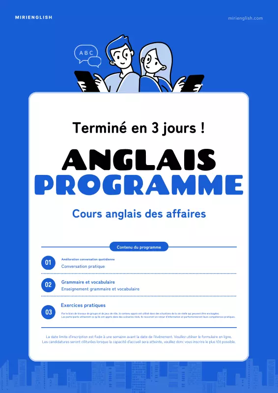 Promouvoir le recrutement du programme d'anglais mignon en bleu - MiriCanvas