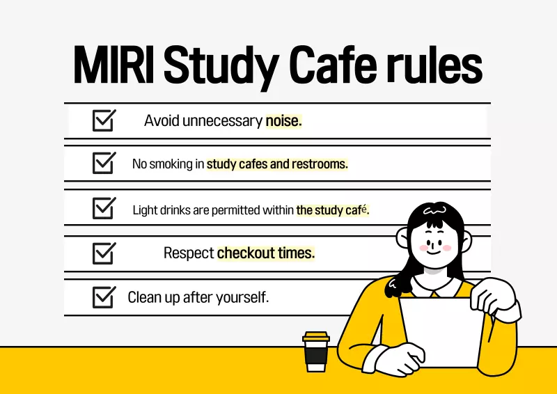 Announcing a simple gray and yellow study café - MiriCanvas