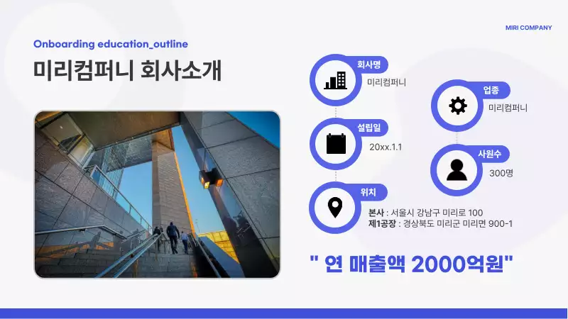 파랑의 심플한 온보딩교육 교육자료 미리캔버스