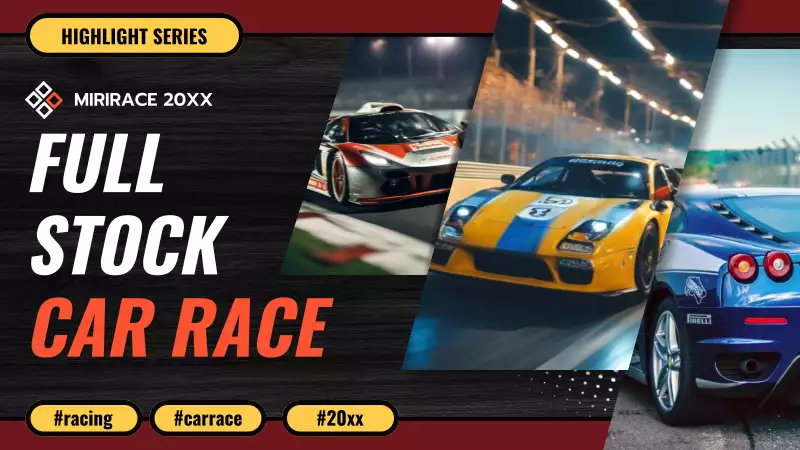 Black Yellow Bold Car Race Main Title - MiriCanvas