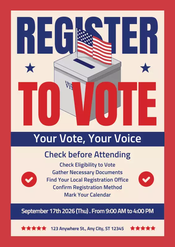 Blue Red Modern Geometric Voter Registration process guideline - MiriCanvas