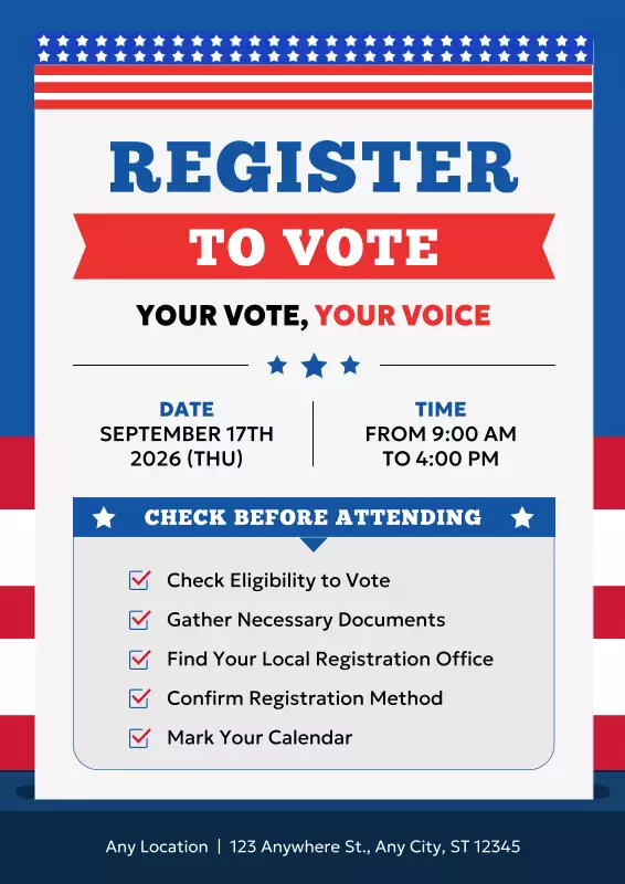 Red and Blue Bold US Voter Registration Promotion - MiriCanvas