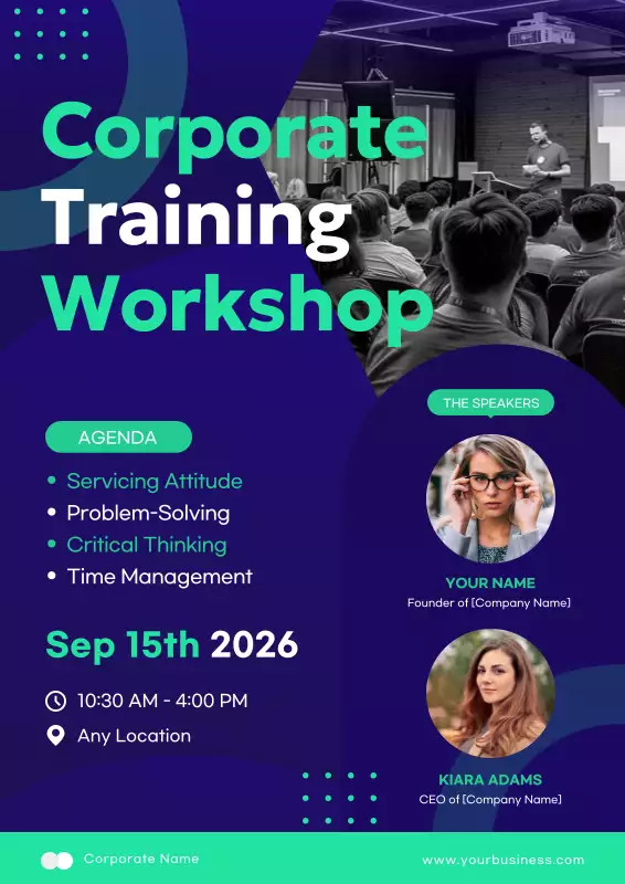 Blue and Green Modern Corporate Training Workshop Advertisement ...