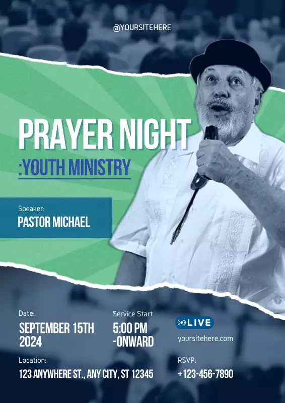 Green Modern Prayer Night Event Flyer - MiriCanvas