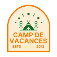 Promotion simple du camping avec illustration d'un camp orange-vert ...